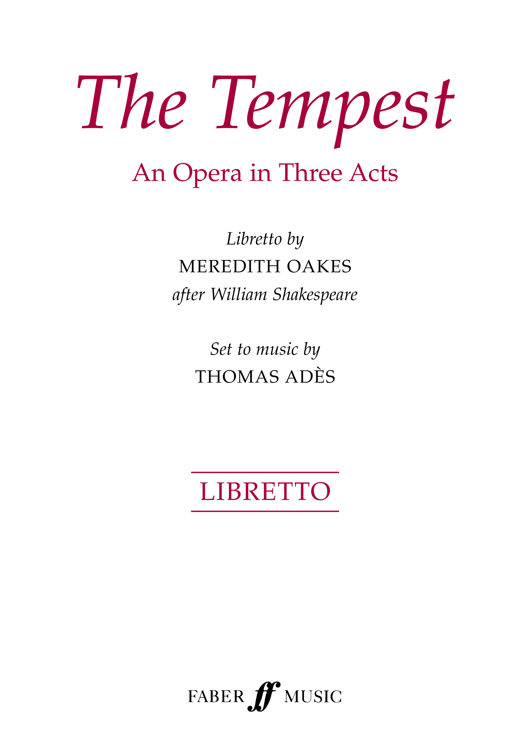 Thomas Adès - The Tempest | Faber Music
