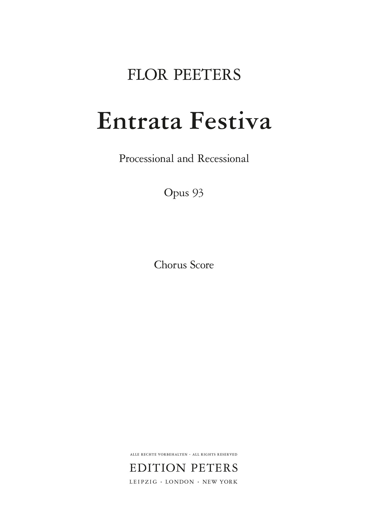 Flor Peeters Entrata Festiva (Processional and Recessional) | Faber Music
