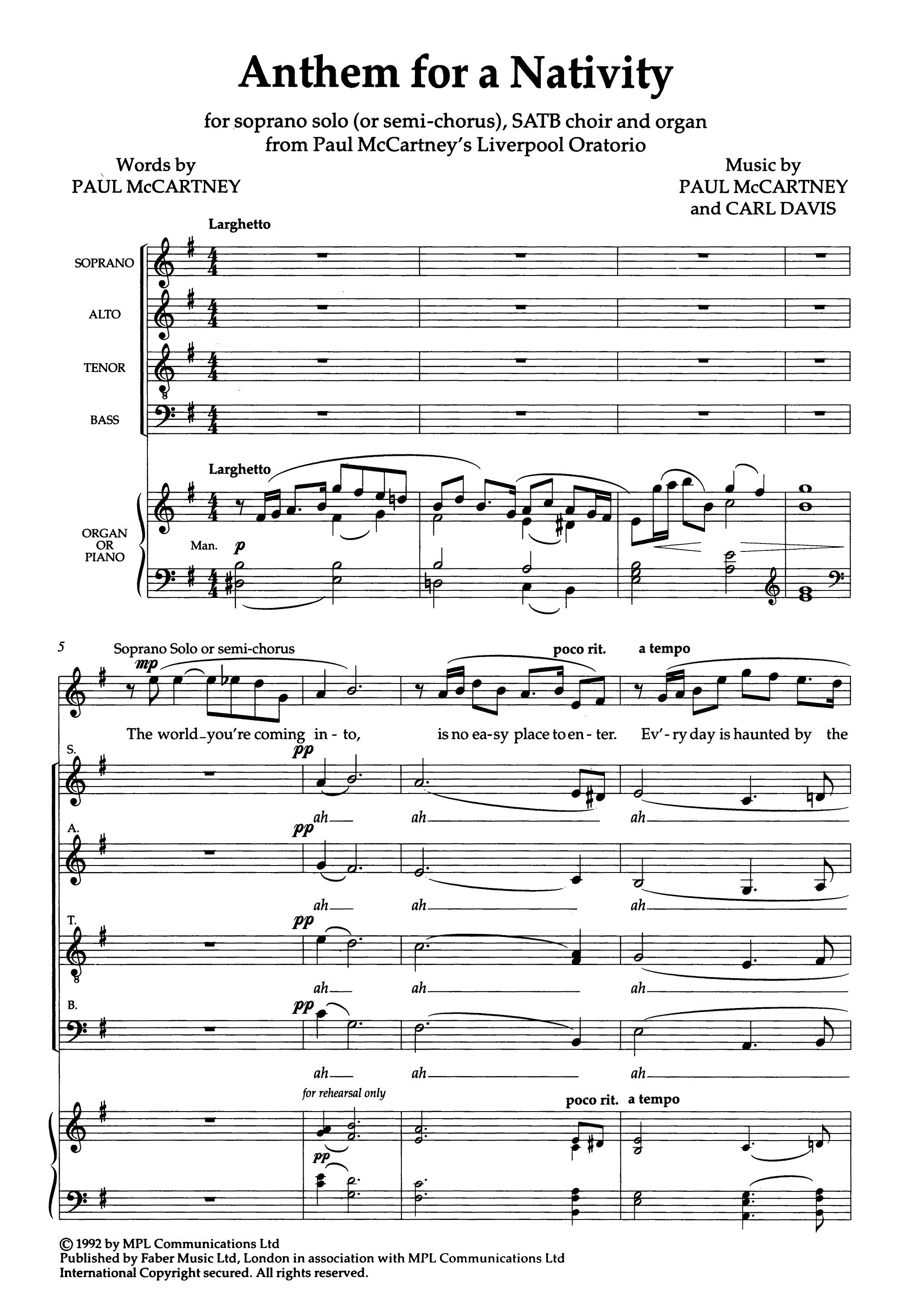 Anthem For A Nativity (SATB) (Mixed Voices & Piano Accompaniment ...